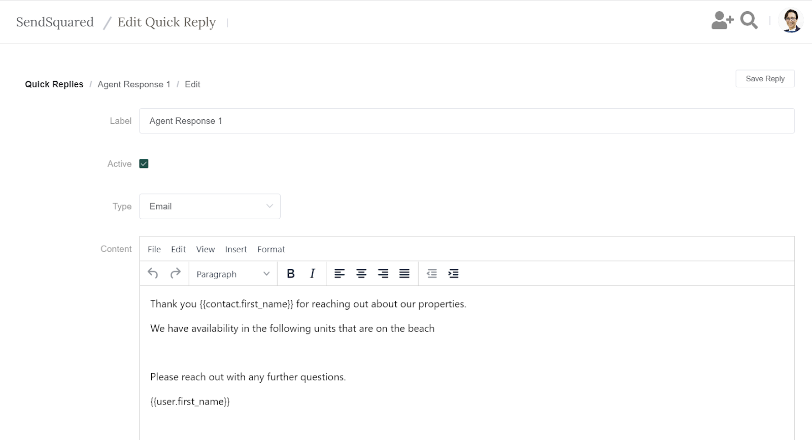 Setting Up Quick Replies - SendSquared
